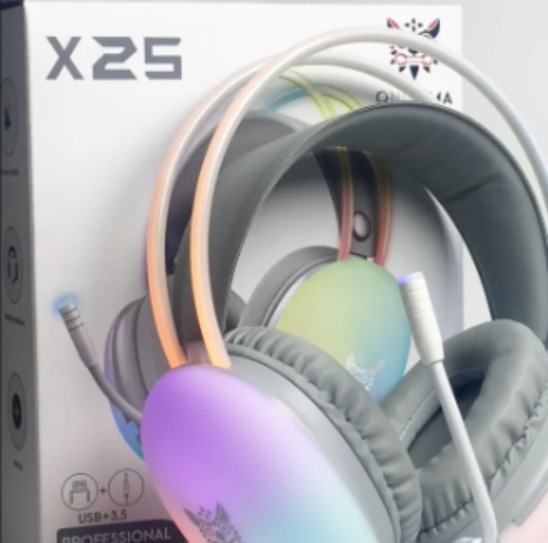 ONIKUMA X25 Gray RGB Light Noise Cancelling Microphone Gaming ...
