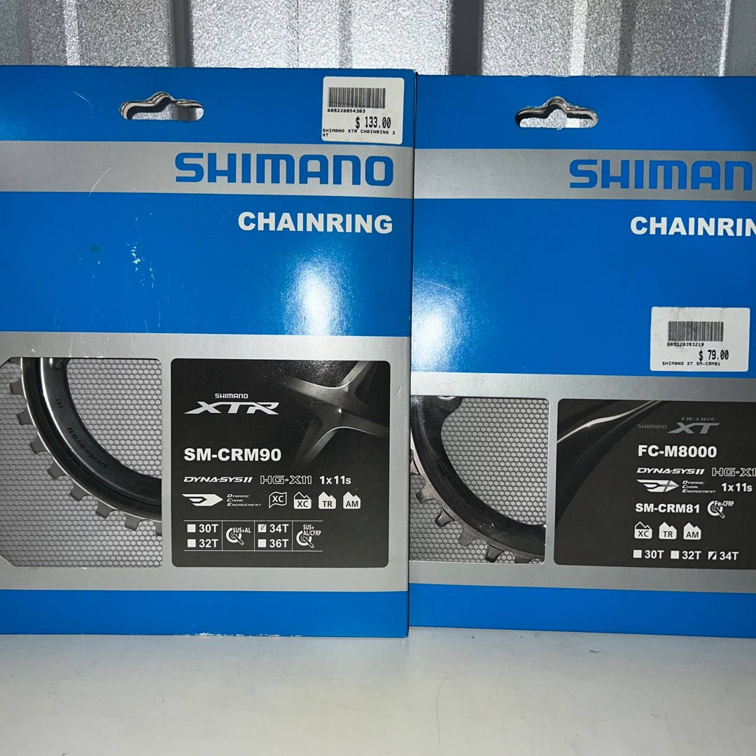 Shimano XTR chainring 34T SM-CRM90 Deore XT chainring 34T FC-M8000, Sports Equipment, Bicycles ...