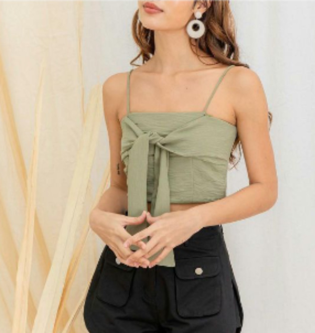 SSD Ceri Tie Top Fern, Women's Fashion, Tops, Sleeveless on Carousell