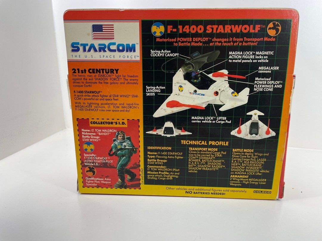 Starcom Vintage 1987 Coleco F1400 Starwolf Astro Fighter Complete with ...