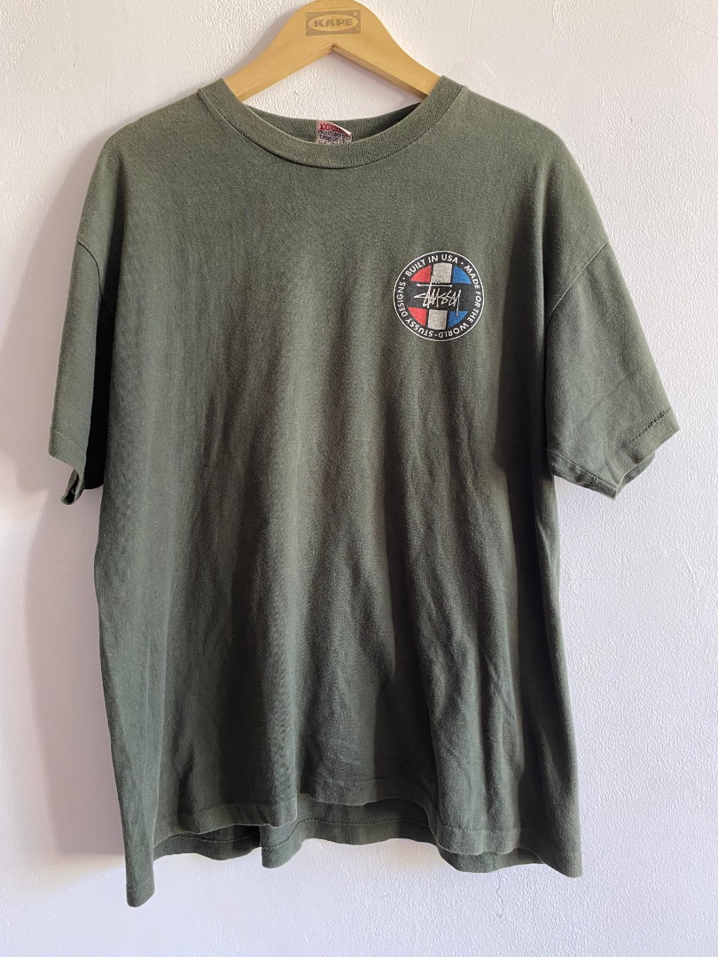 Stussy Vintage 90s Green, Fesyen Pria, Pakaian , Atasan di Carousell