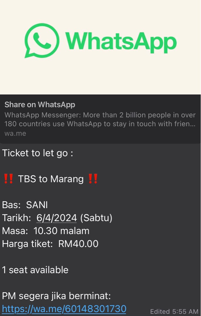 Tiket bas sani TBS KE MARANG, Tickets & Vouchers, Local Attractions and ...
