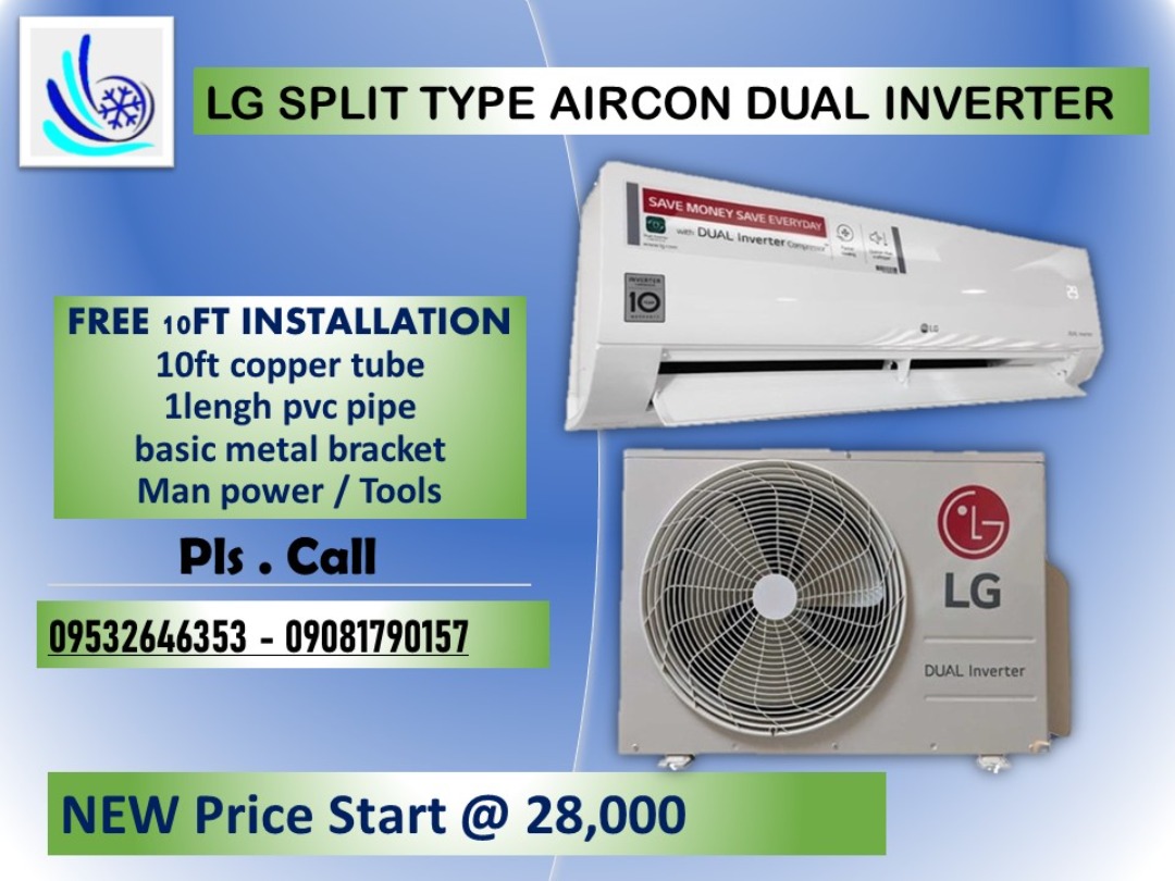 BIG SALE! LG DUAL INVERTER SPLIT TYPE AIRCON INVERTER FREE INSTALLATION ...