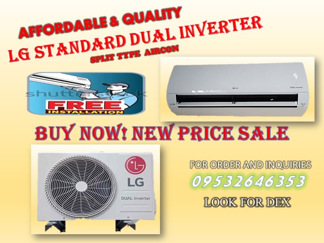 BIG SALE! LG DUAL INVERTER SPLIT TYPE AIRCON INVERTER FREE INSTALLATION ...