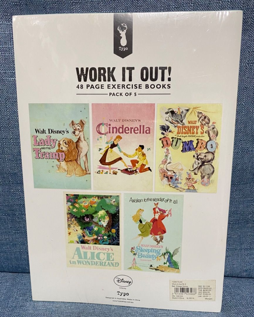 Disney Exercise Book - Typo Notebook （A4 size 共5本）, 興趣及遊戲, 手作＆自家設計, 文具 ...