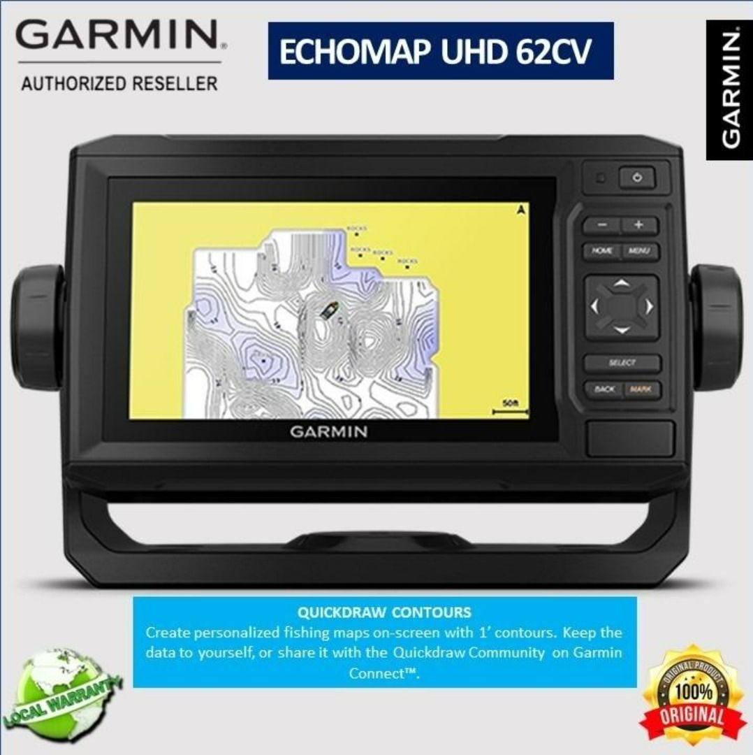 GARMIN ECHOMAP UHD 62CV - Chartplotter Marine GPS MAP - GT-24UHD-TM ...