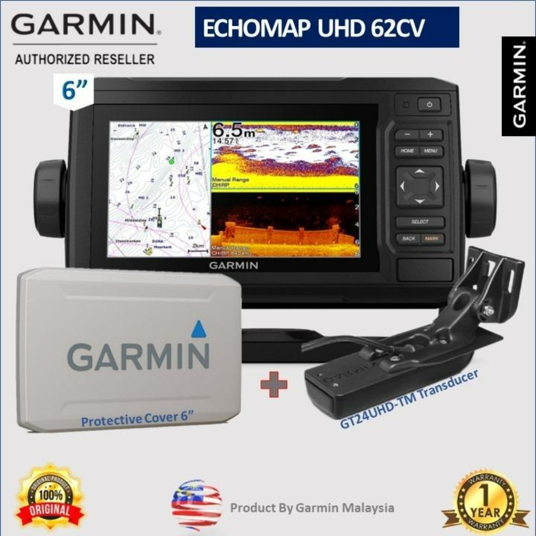 GARMIN ECHOMAP UHD 62CV - Chartplotter Marine GPS MAP - GT-24UHD-TM ...