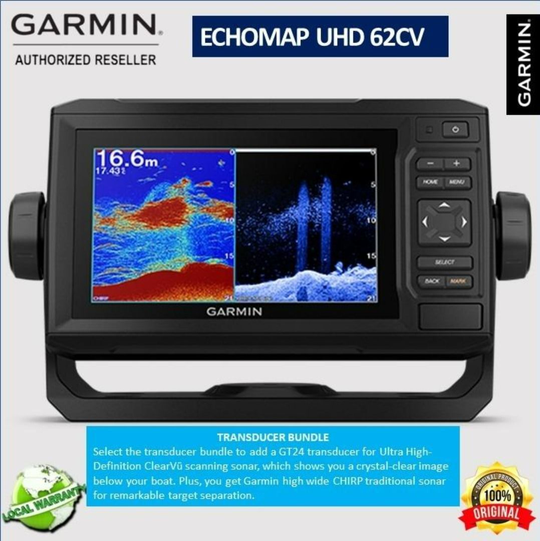 GARMIN ECHOMAP UHD 62CV - Chartplotter Marine GPS MAP - GT-24UHD-TM ...