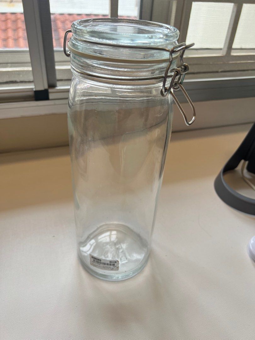 Jar with lid (clear glass) 2L, Furniture & Home Living, Kitchenware ...