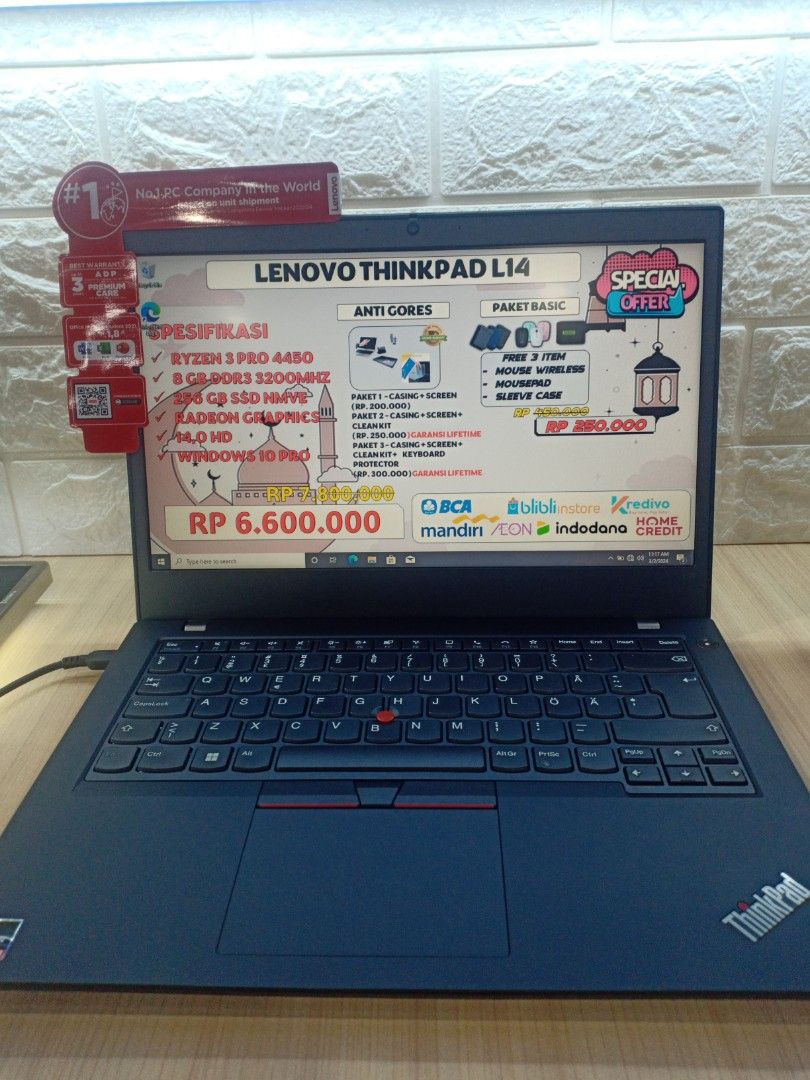 Laptop Lenovo thinkpad L14 cicilan ringan DP 0 %, Elektronik, Komputer, Laptop di Carousell