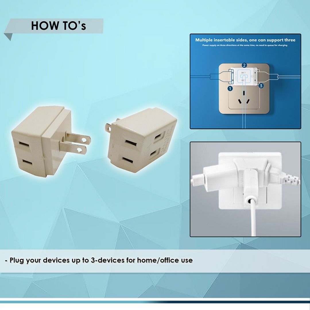 OCTOPUS ADAPTER TRIPLE TAP to FLAT PIN US PLUG ADAPTER OUTLET, 15A ...