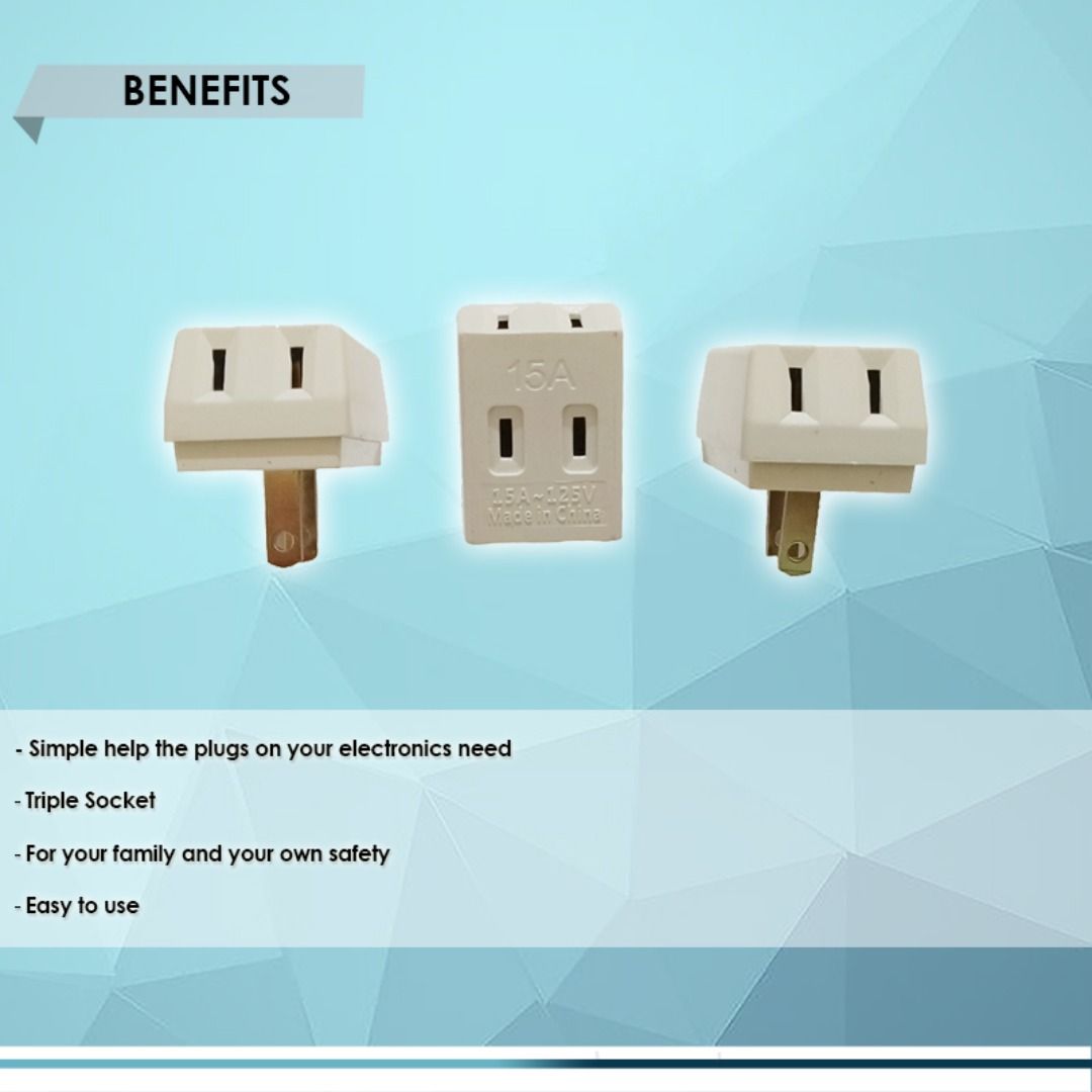 OCTOPUS ADAPTER TRIPLE TAP to FLAT PIN US PLUG ADAPTER OUTLET, 15A ...