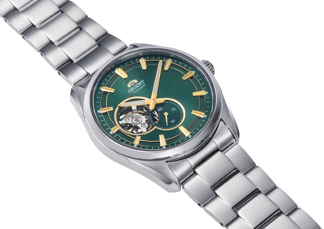 Orient Emerald Green Dial Small Second Hands Open Heart Stainless Steel ...