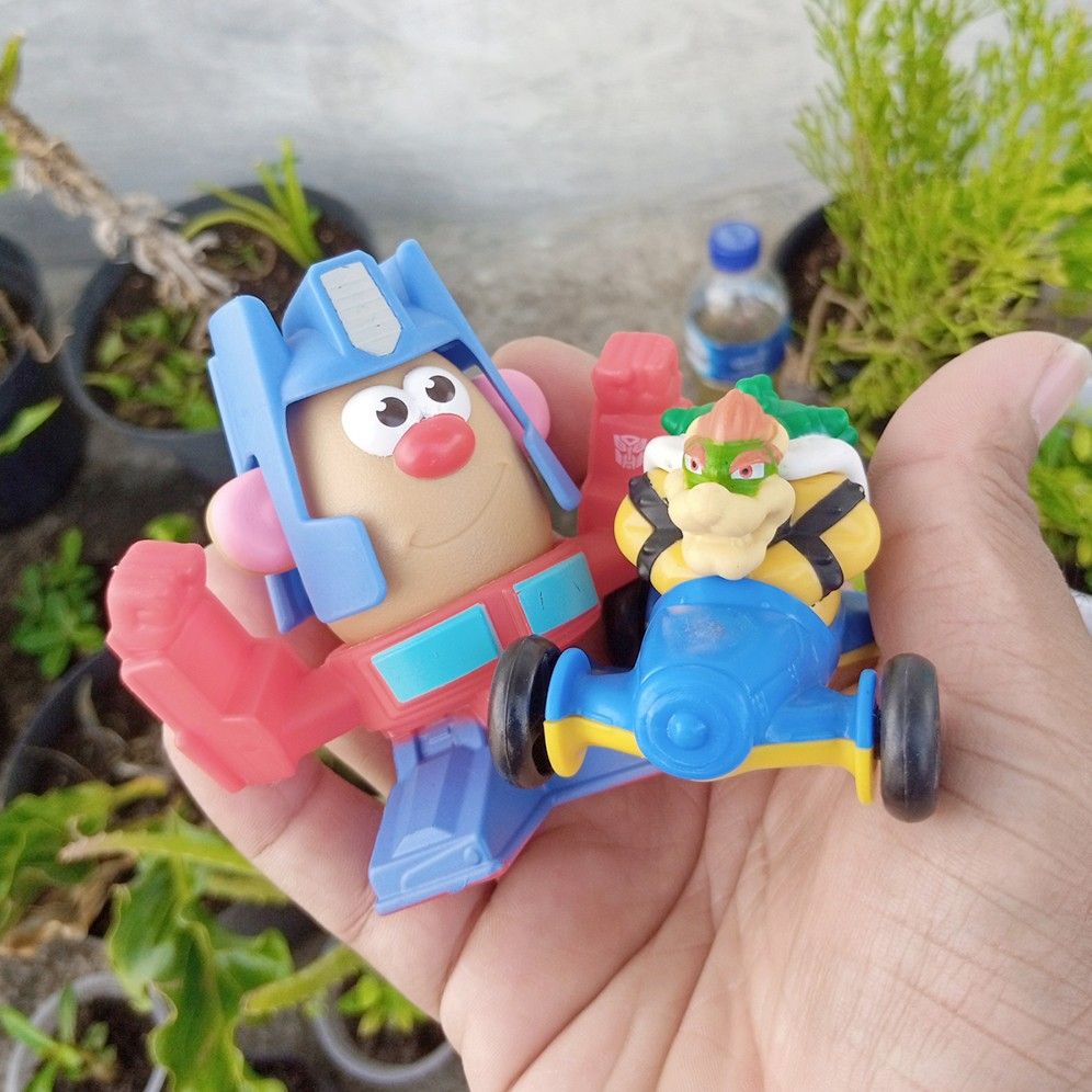 Paket 2 Mainan Figure Optimus Potato Head Transformer & Bowser Mario ...