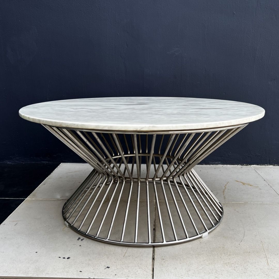 Round Marble Coffee Table / Wireframe Coffee Table - FRM2078, Furniture ...