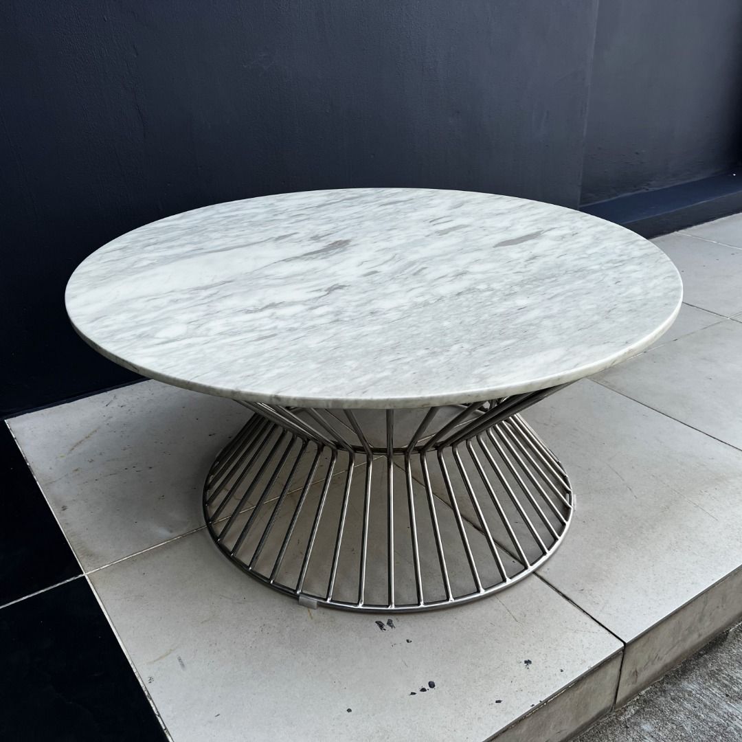 Round Marble Coffee Table / Wireframe Coffee Table - FRM2078, Furniture ...