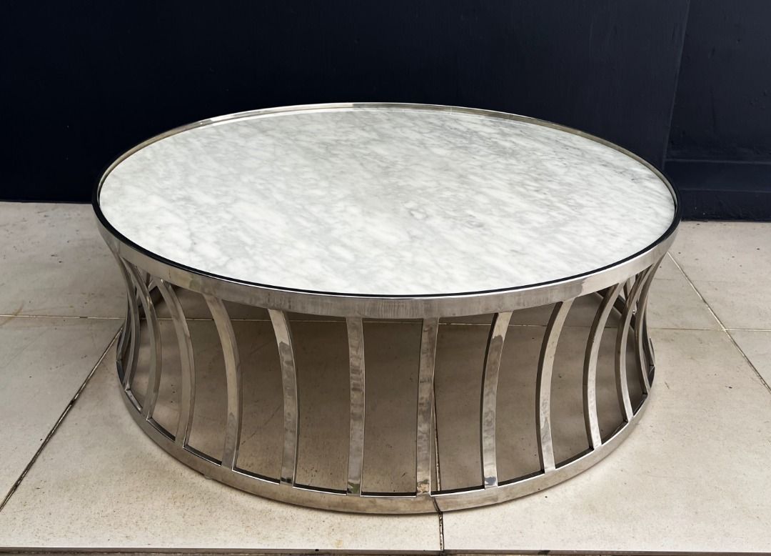Round Marble Coffee Table / Wireframe Coffee Table - FRM2078, Furniture ...