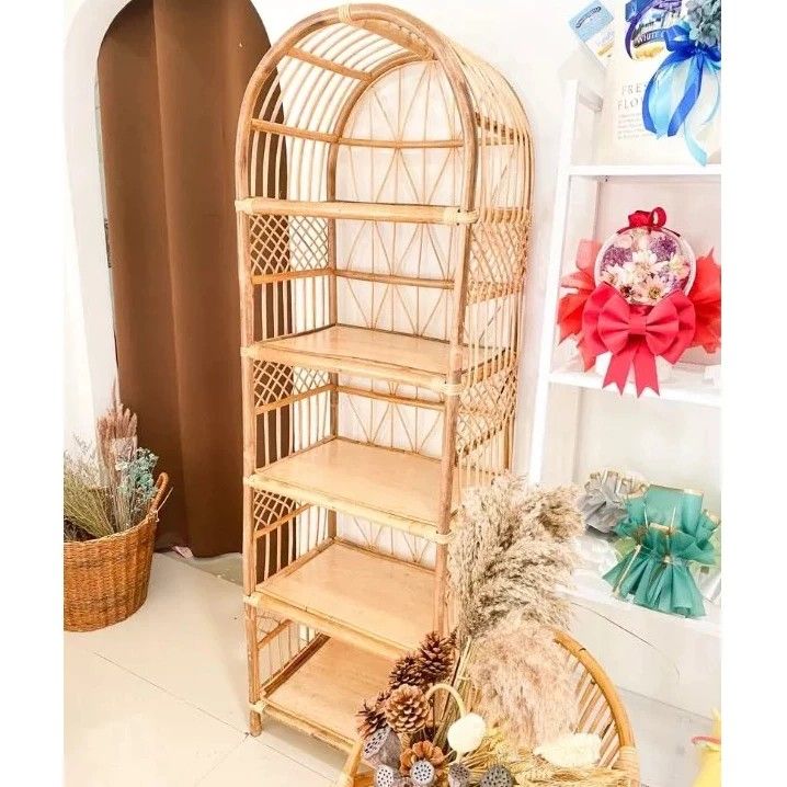 Sewa rental rattan stack accessories almari showcase rattan backdrop ...