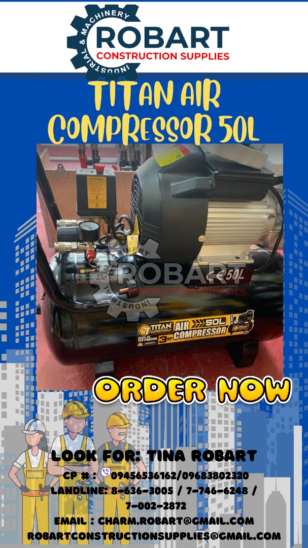 Titan Air Compressor 50L 3HP, Commercial & Industrial, Construction ...