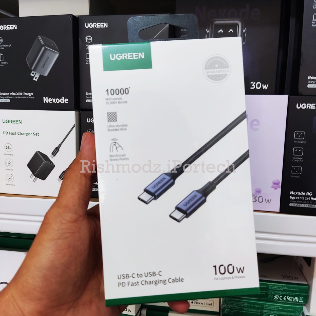 Ugreen USB-C to USB-C 100W 5A Charger Cable 1m (Nylon Braided), Mobile ...