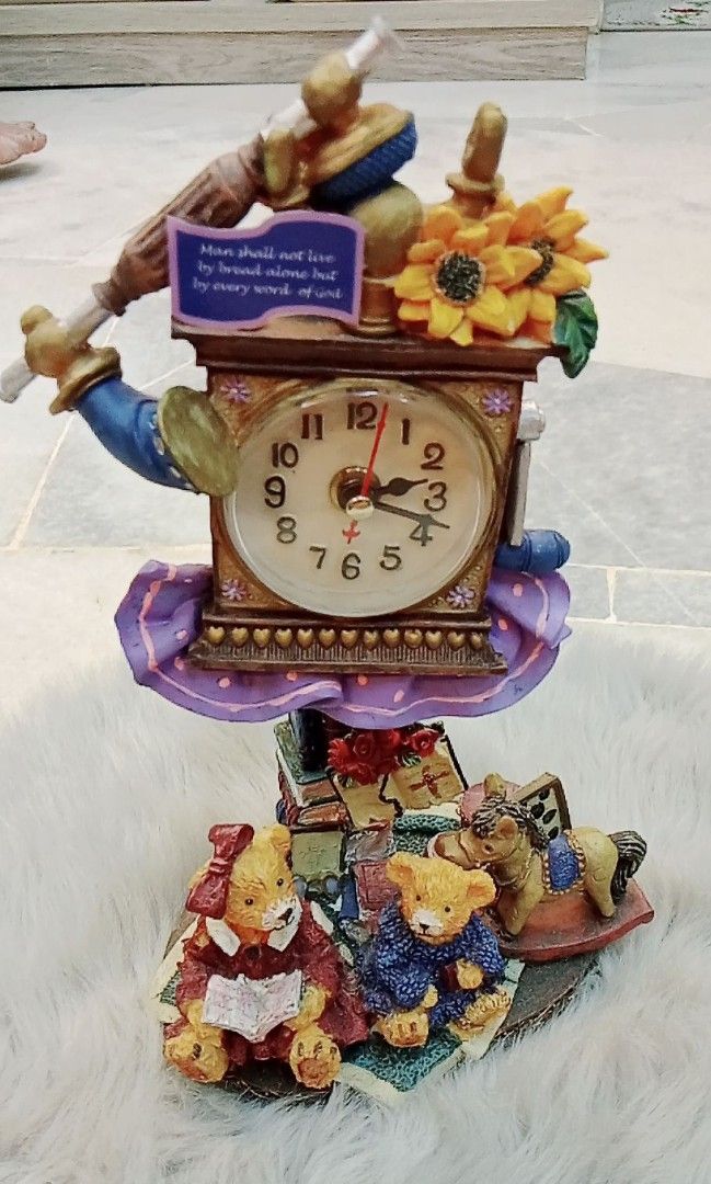 Vintage Teddy Bear Clock / Kids Table Top Clock, Furniture & Home ...
