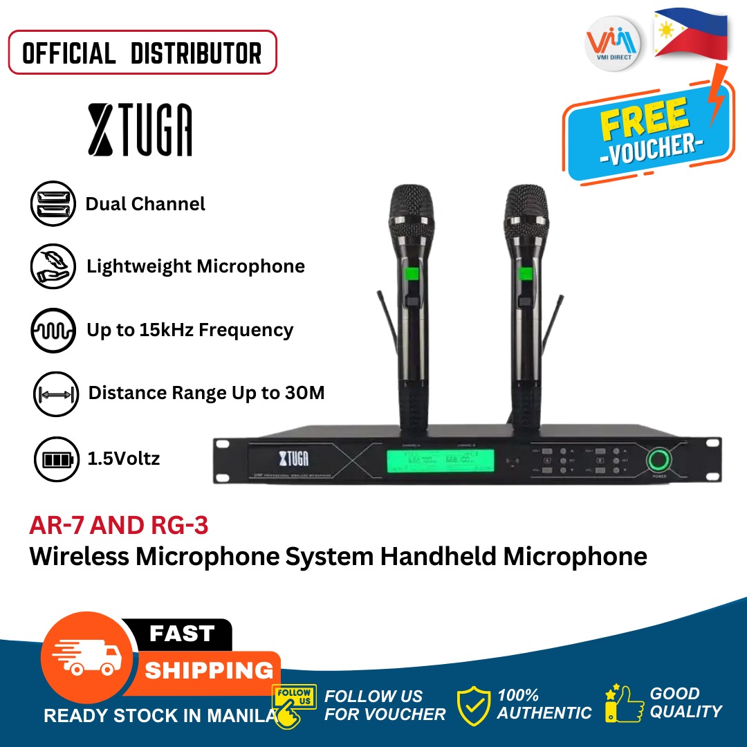 XTUGA AR-7 and RG-3 LOGO Illuminated Dual Channels PLL Professional UHF ...