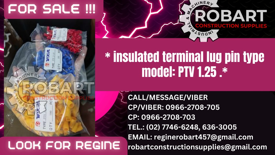 * insulated terminal lug pin type model: PTV 1.25 .*, Commercial ...