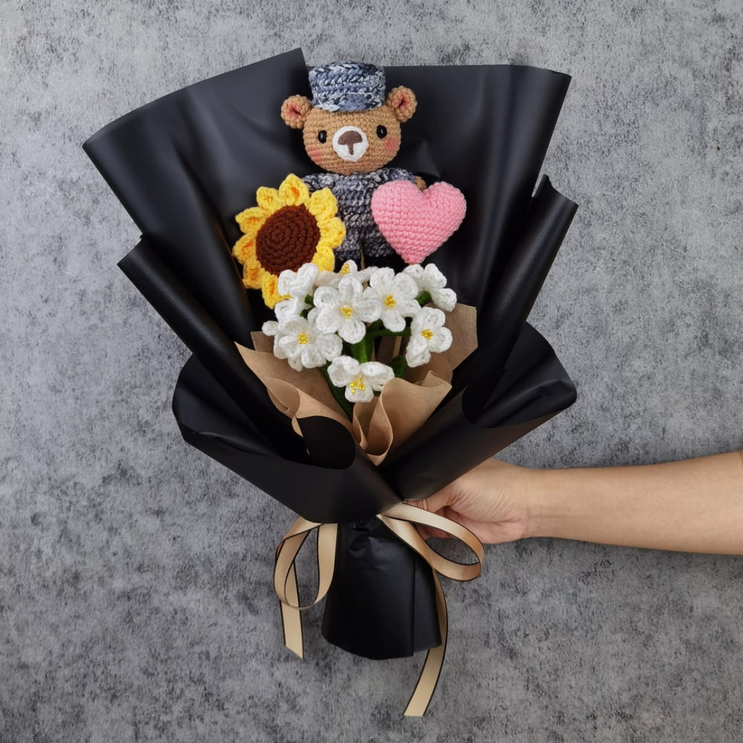 [Customisable] Crochet Army bear bouquet | NS POP bouquet | NS passing ...