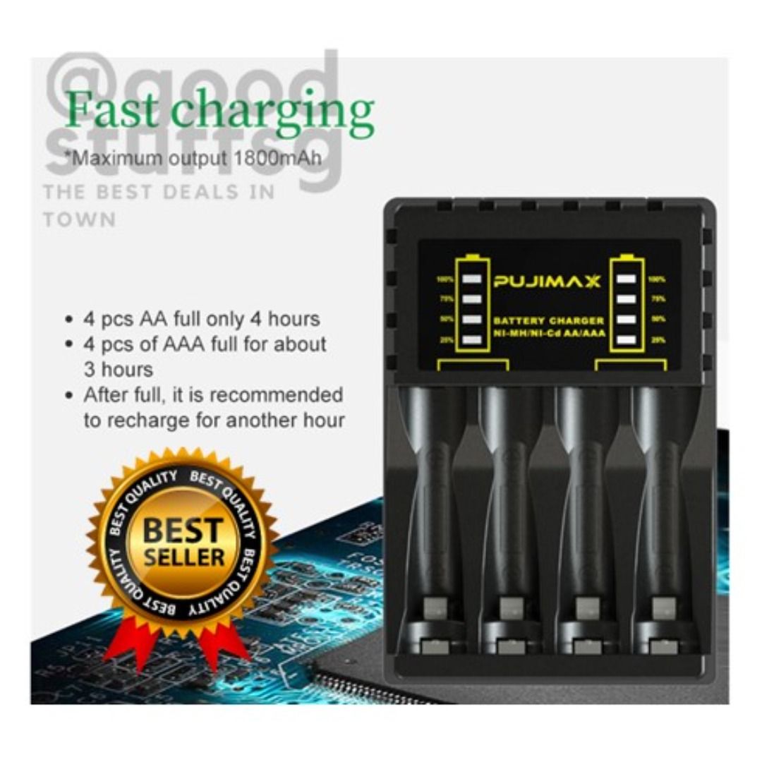 [FREE 🚚] 4-slot USB Electric Smart Battery Charger with LED Indicator ...