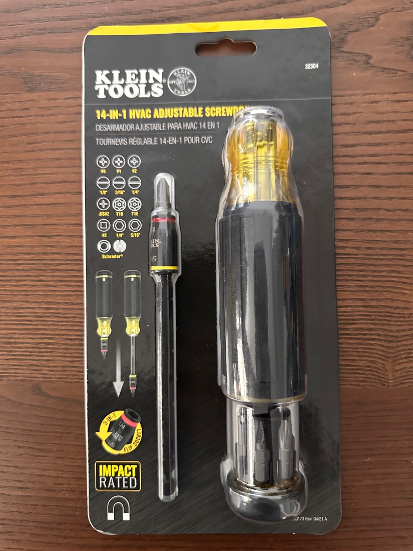 Klein Tools Screwdriver, 14-in-1 Adjustable Screwdriver with Flip ...