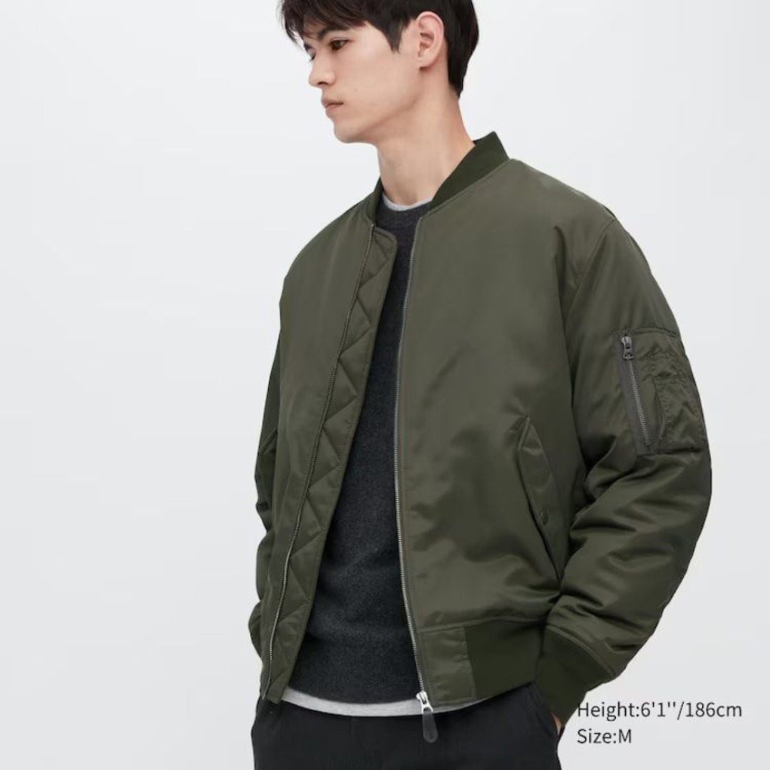 MEN'S | UNIQLO MA-1 BLOUSON JACKET 'OLIVE', Men's Fashion, Coats, Jackets and Outerwear on Carousell