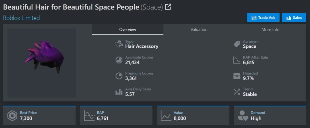 ROBLOX LIMITED | BEAUTIFUL HAIR FOR BEAUTIFUL SPACE PEOPLE | 8K VALUE ...