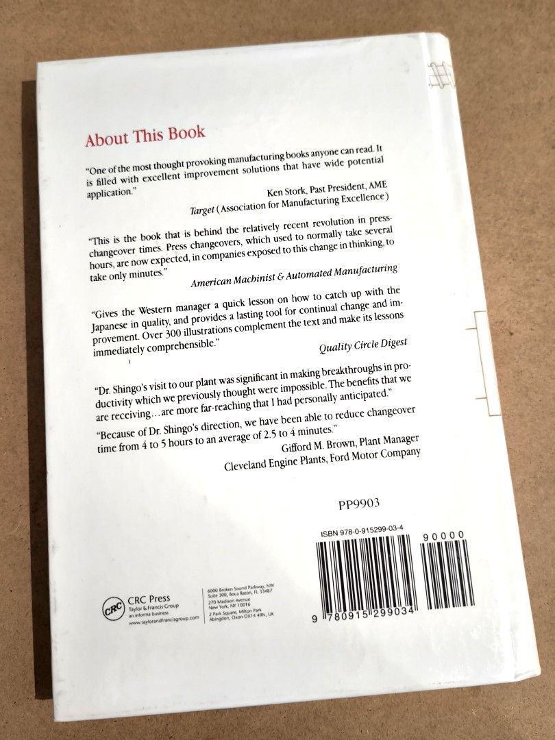 Shigeo Shingo A Revolution In Manufacturing The SMED system Book ...