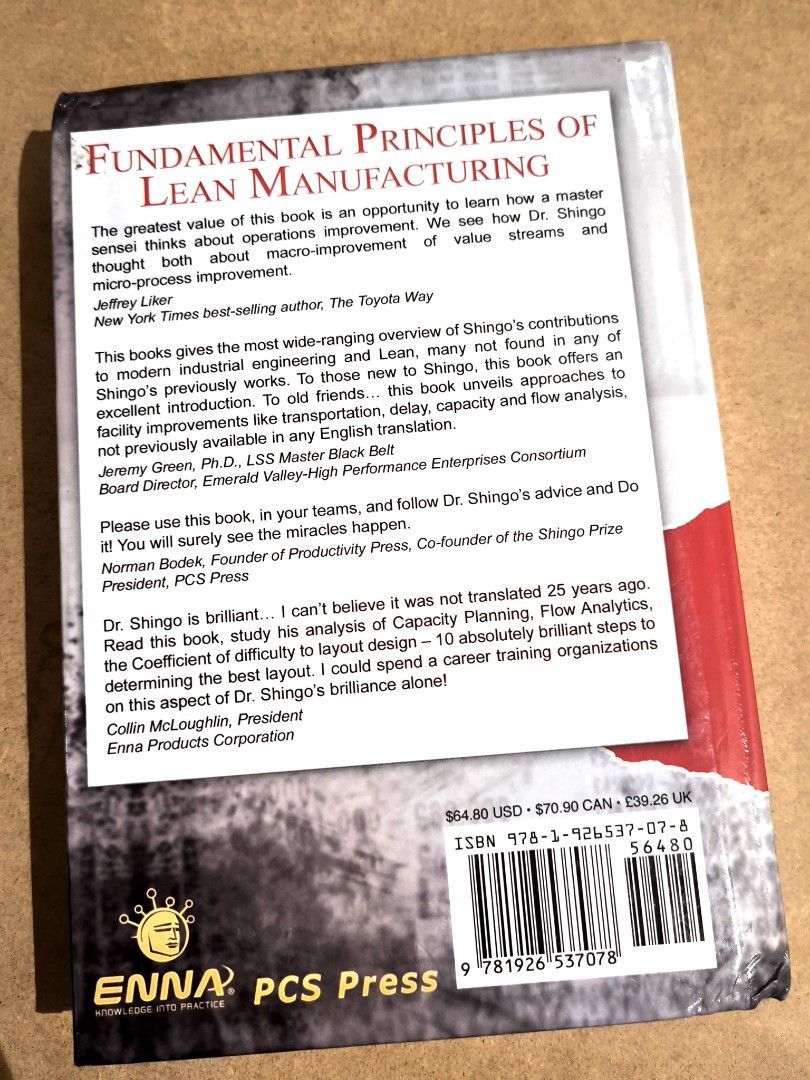 Shigeo Shingo Fundamental Principles of Lean Manufacturing Book ...