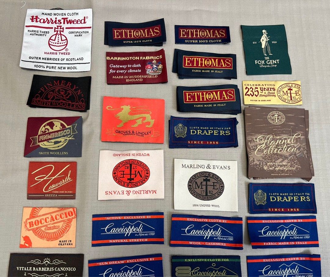 Specific Fabric Merchant or Mill bunch woven label for jacket suit coat ...