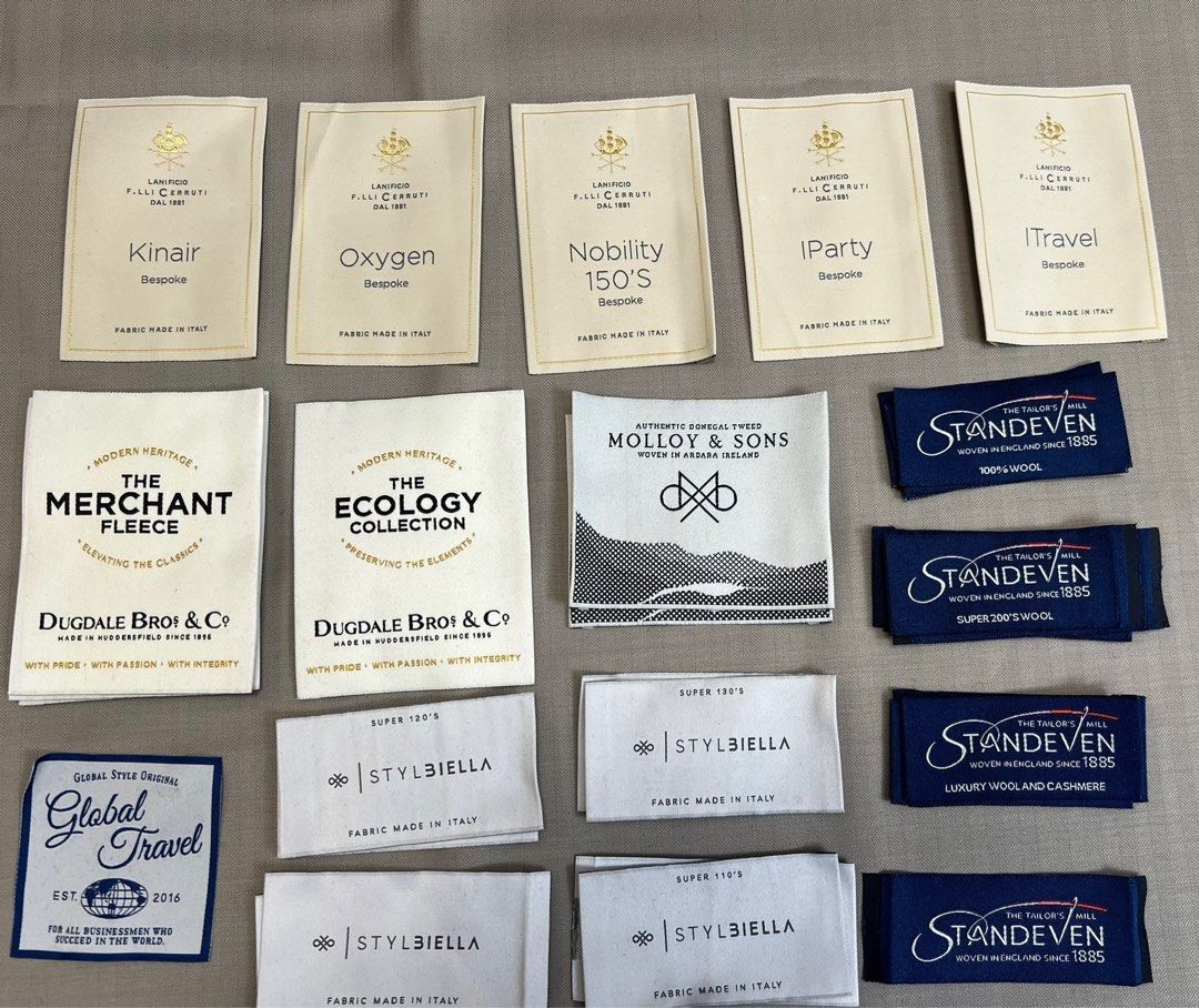 Specific Fabric Merchant or Mill bunch woven label for jacket suit coat ...