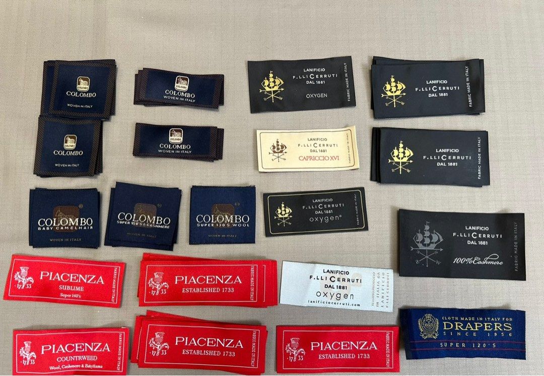 Specific Fabric Merchant or Mill bunch woven label for jacket suit coat ...