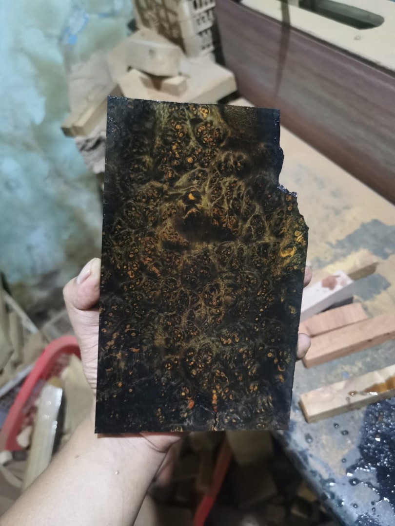 Stabwood stabilized wood amboyna burl hitam, Antik, Lainnya di Carousell