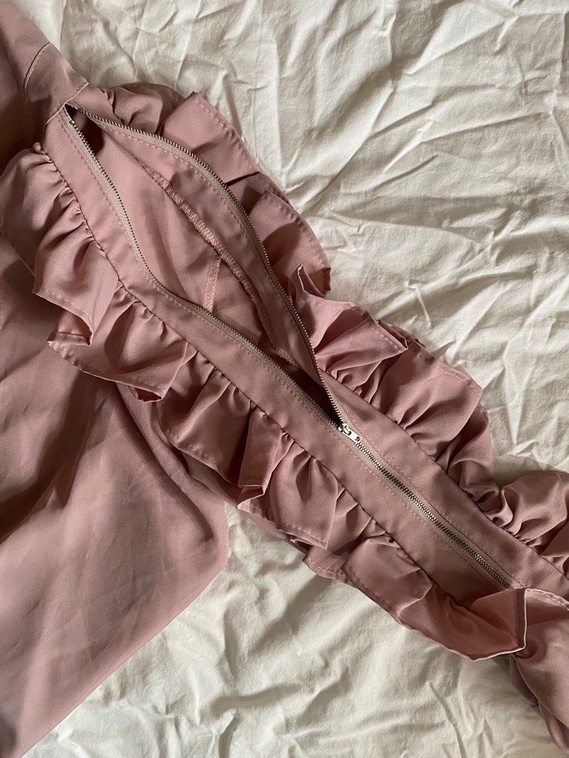 TAFA Pink Shirt with ruffles, Women's Fashion, Tops, Blouses on Carousell