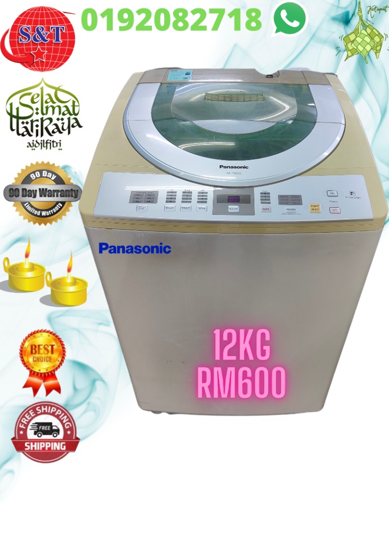 WASHING MACHINE PANASONIC 12KG TOP LOAD, TV & Home Appliances, Washing ...