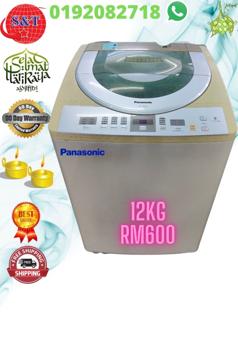 WASHING MACHINE PANASONIC 12KG TOP LOAD, TV & Home Appliances, Washing ...