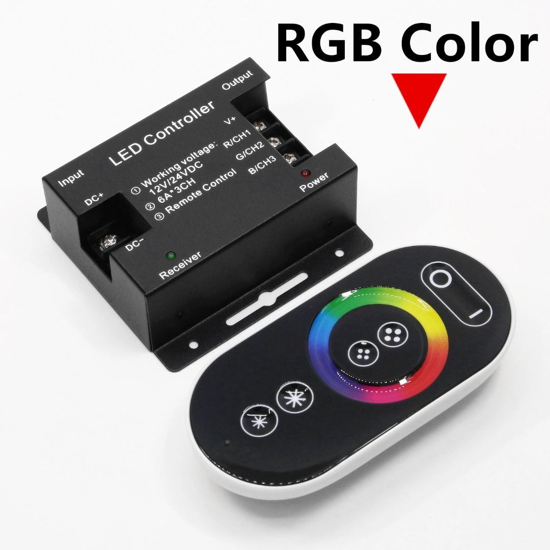 12-24V LED無線調光控制器(RGB) 12/24V RGB Dimmer RF LED Flex Controller and ...