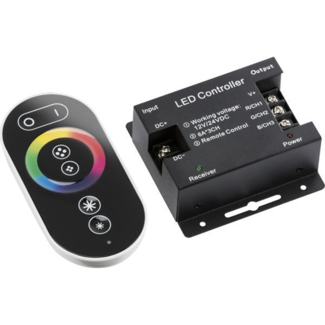 12-24V LED無線調光控制器(RGB) 12/24V RGB Dimmer RF LED Flex Controller and ...