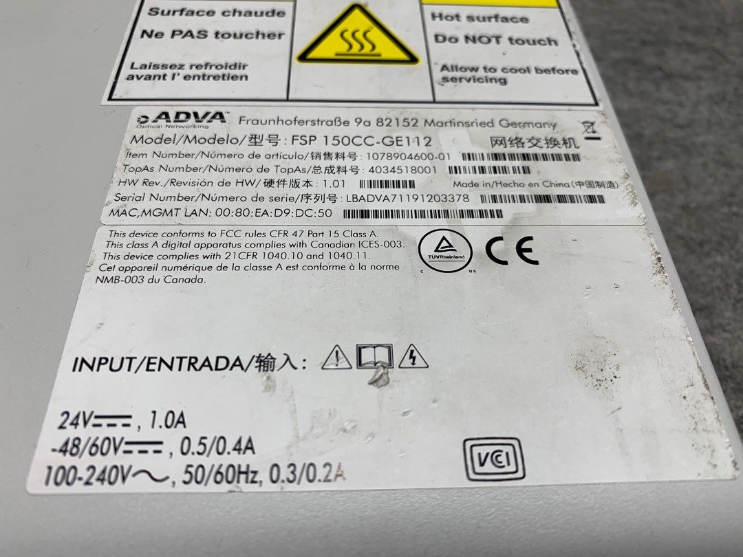 ADVA Compact Carrier Ethernet Demarcation System Model FSP 150cc ...