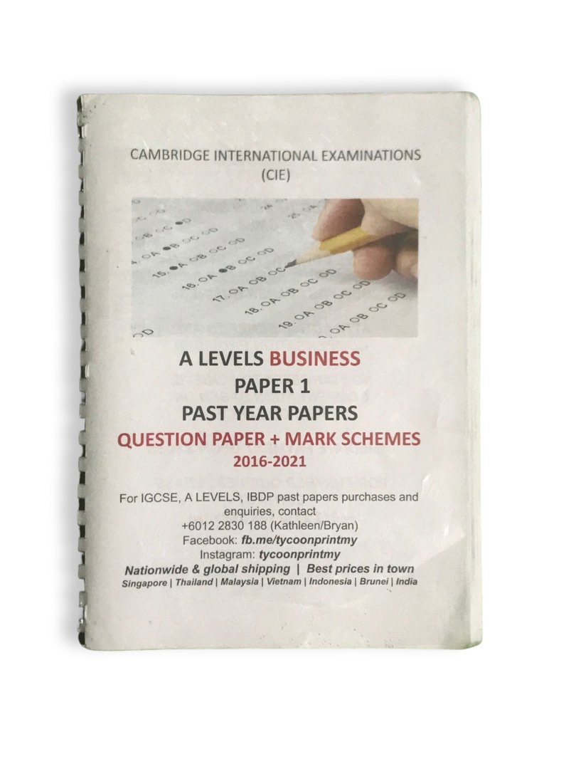 Business A-Level Paper 1 Past Year Question Paper, Hobbies & Toys ...