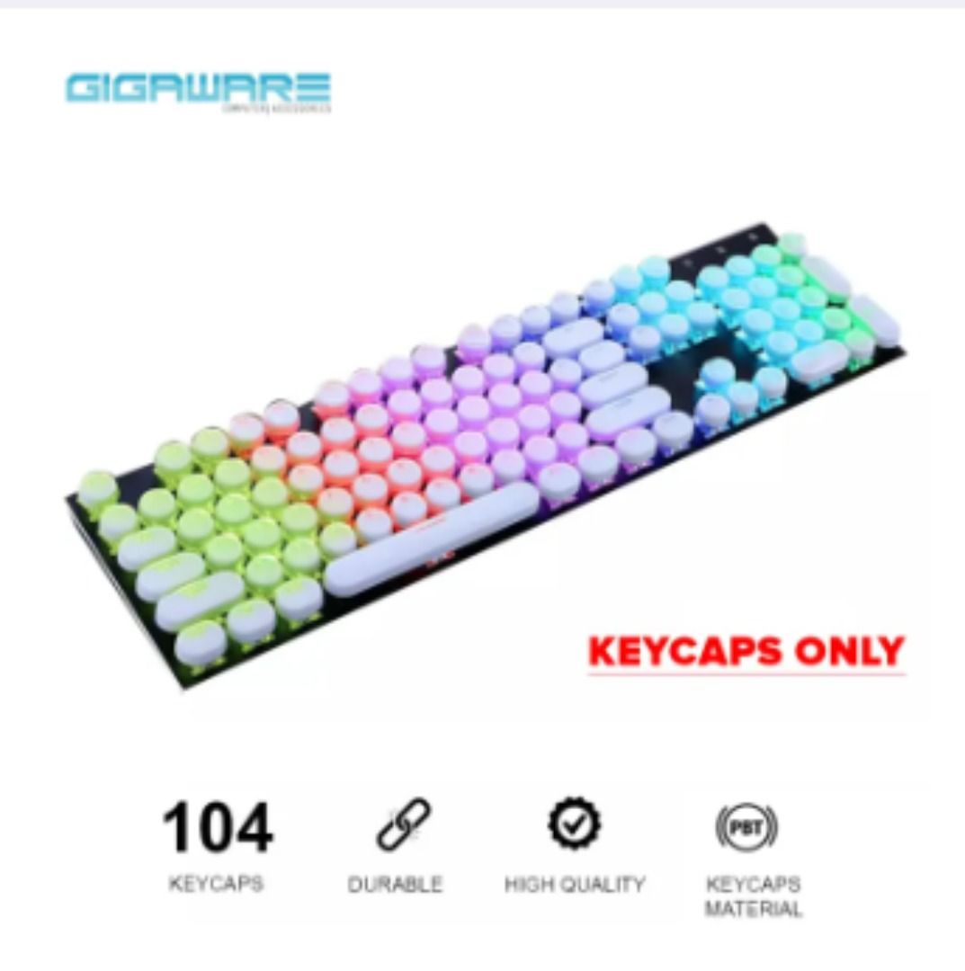 Gigaware Acrylic Double Shot Keycaps Round Typewriter Style for Mechanical Keyboard (KEYCAPS ...