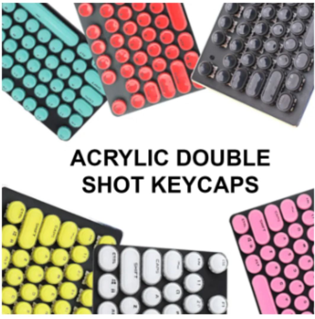 Gigaware Acrylic Double Shot Keycaps Round Typewriter Style for ...