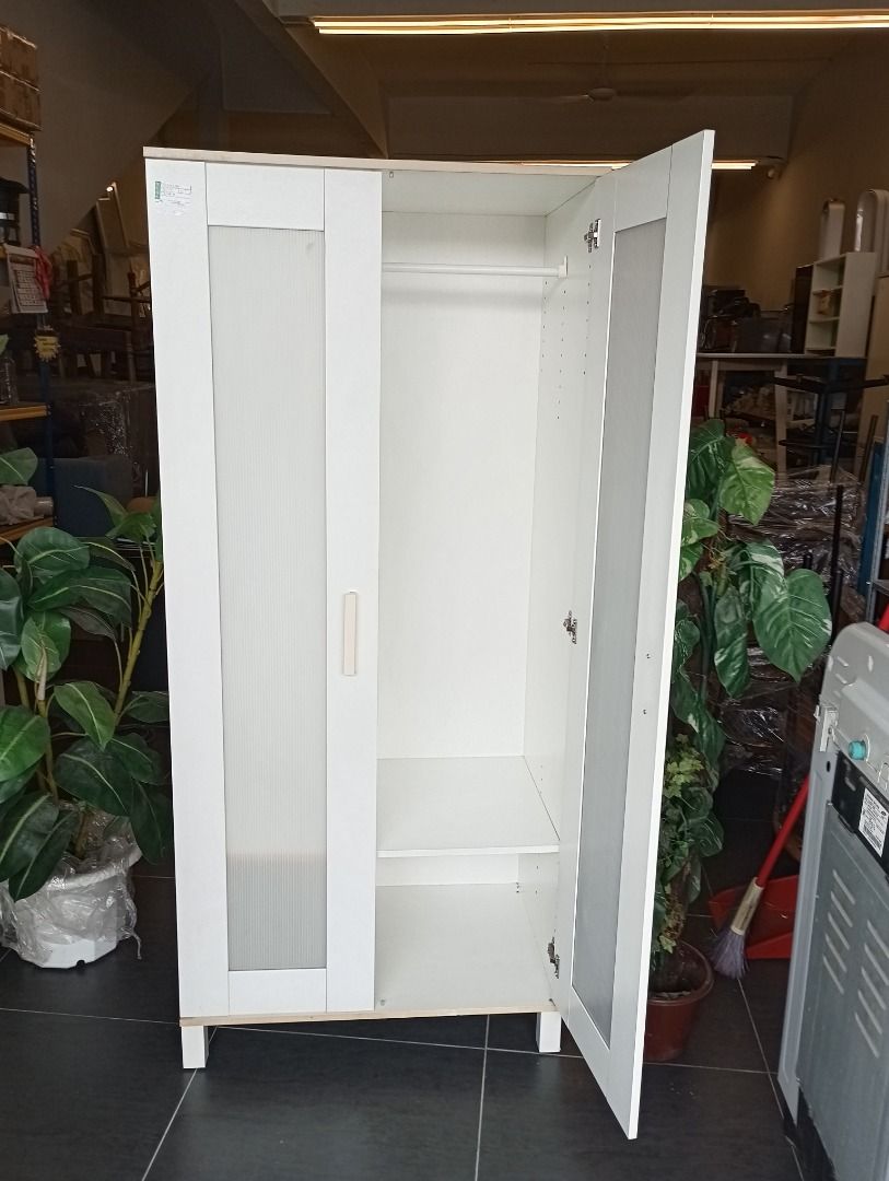IKEA ANEBODA Wardrobe with 2 doors, white, | Almari Pakaian IKEA ...