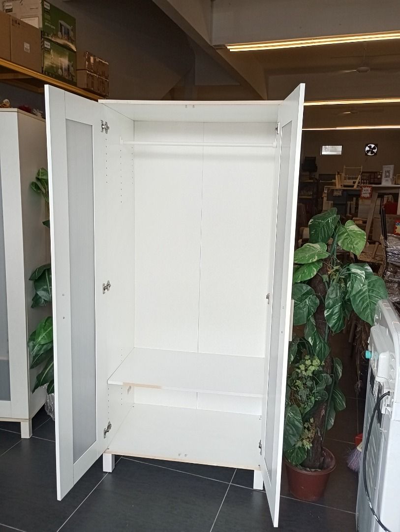 IKEA ANEBODA Wardrobe with 2 doors, white, | Almari Pakaian IKEA ...
