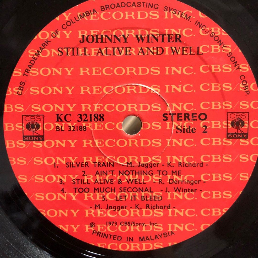 Johnny Winter - Still Alive and Well (1973 CBS Vinyl Record LP ...